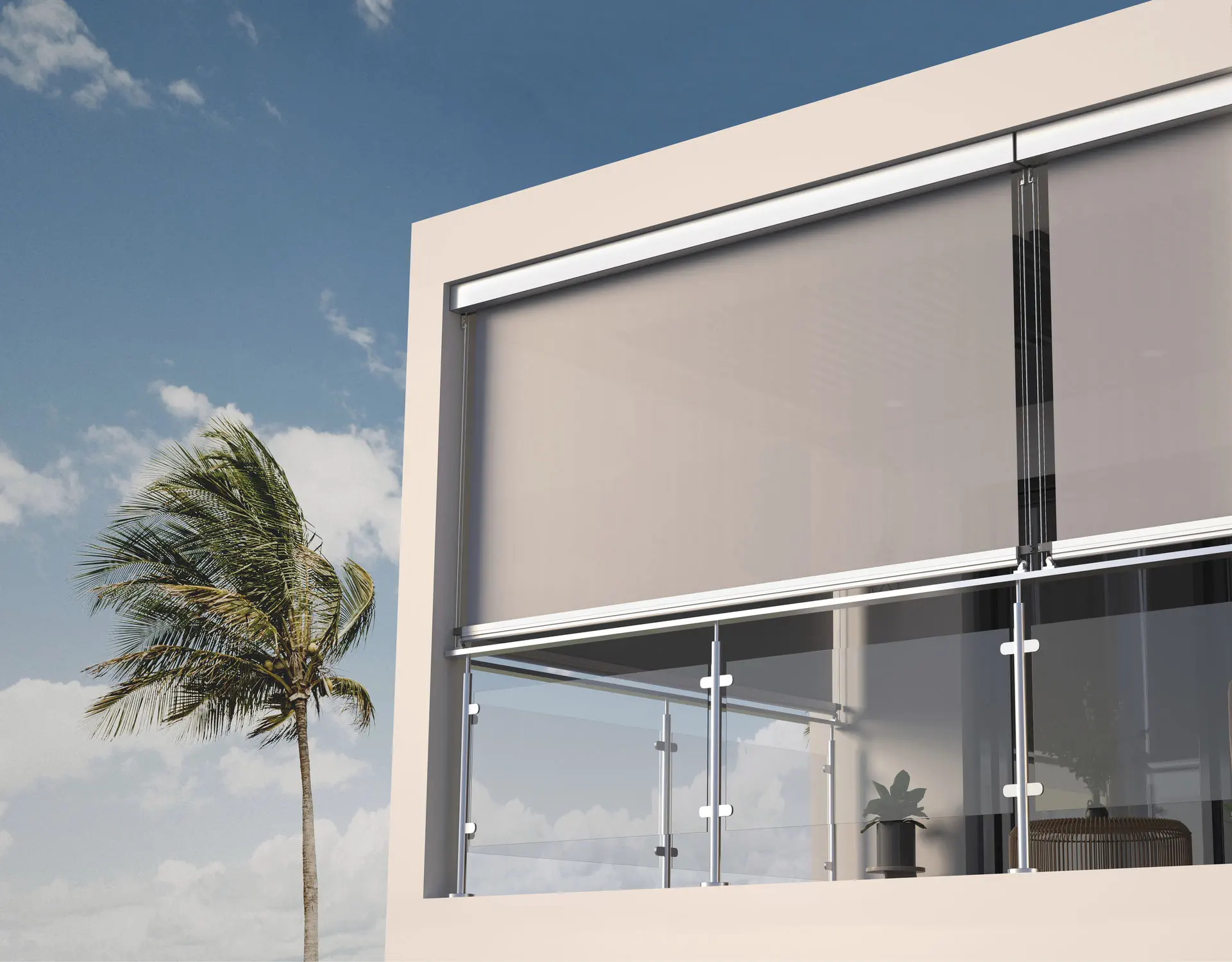 Exterior Solar Shading Zip Curtain Systems Marmaris | Energy-Efficient ...